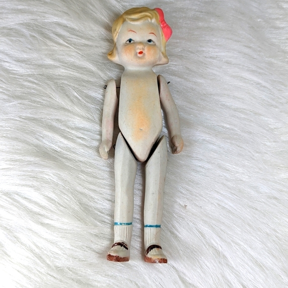 Japan | Toys | Antique Jointed Bisque Japan Doll Hand Painted Blonde ...